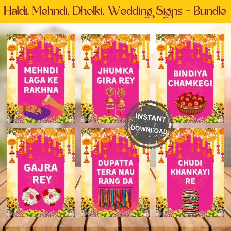 Indian Wedding Station Signs, Haldi, Mehndi, Dholki Decor (digital ...