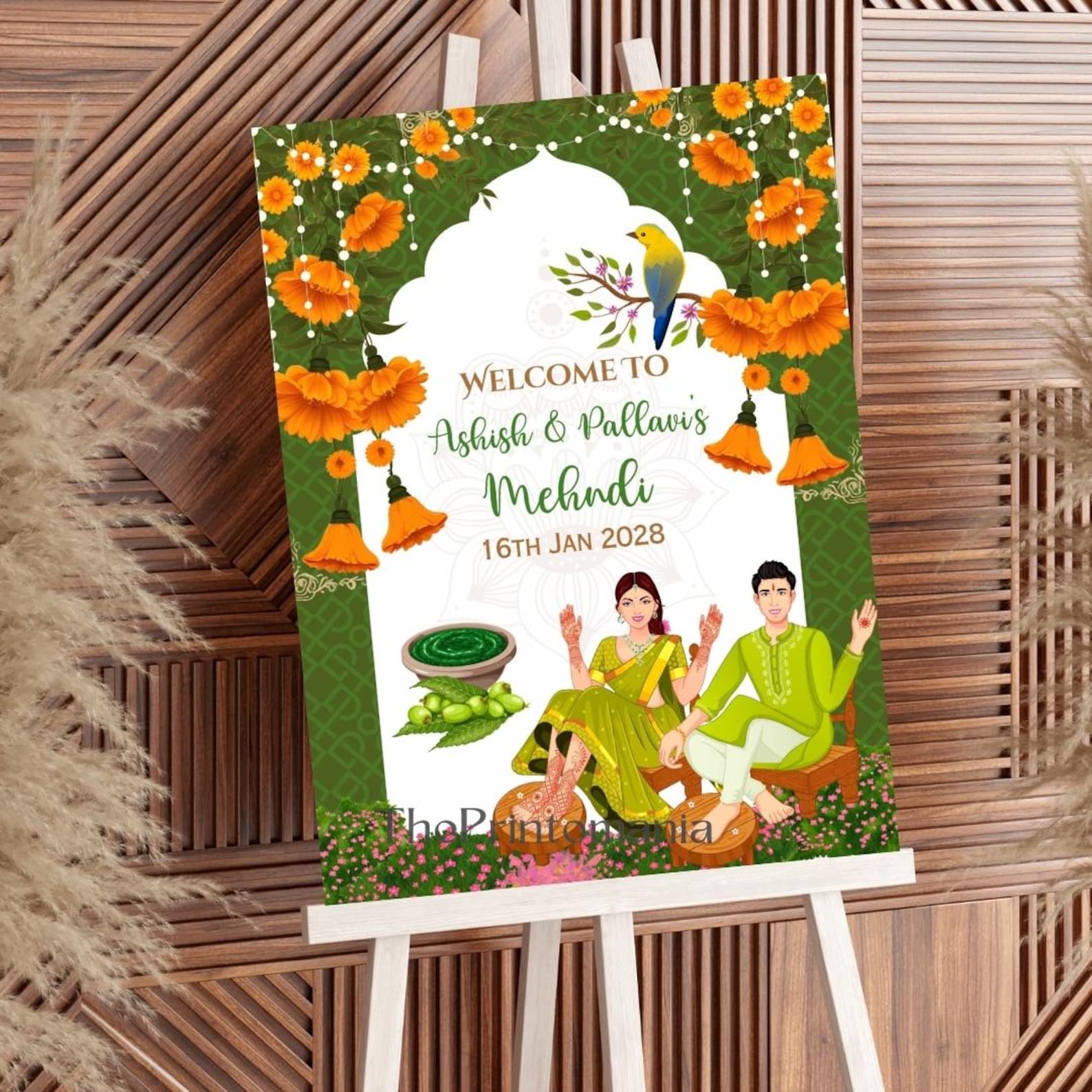 Mehendi Welcome Sign & Mehndi Decor, Mendhi Poster as Mehndi Decor ...