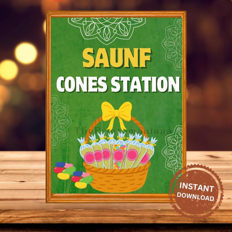 Saunf Cones Station Sign: Indian Wedding Mukhwas Table Decor (digital ...