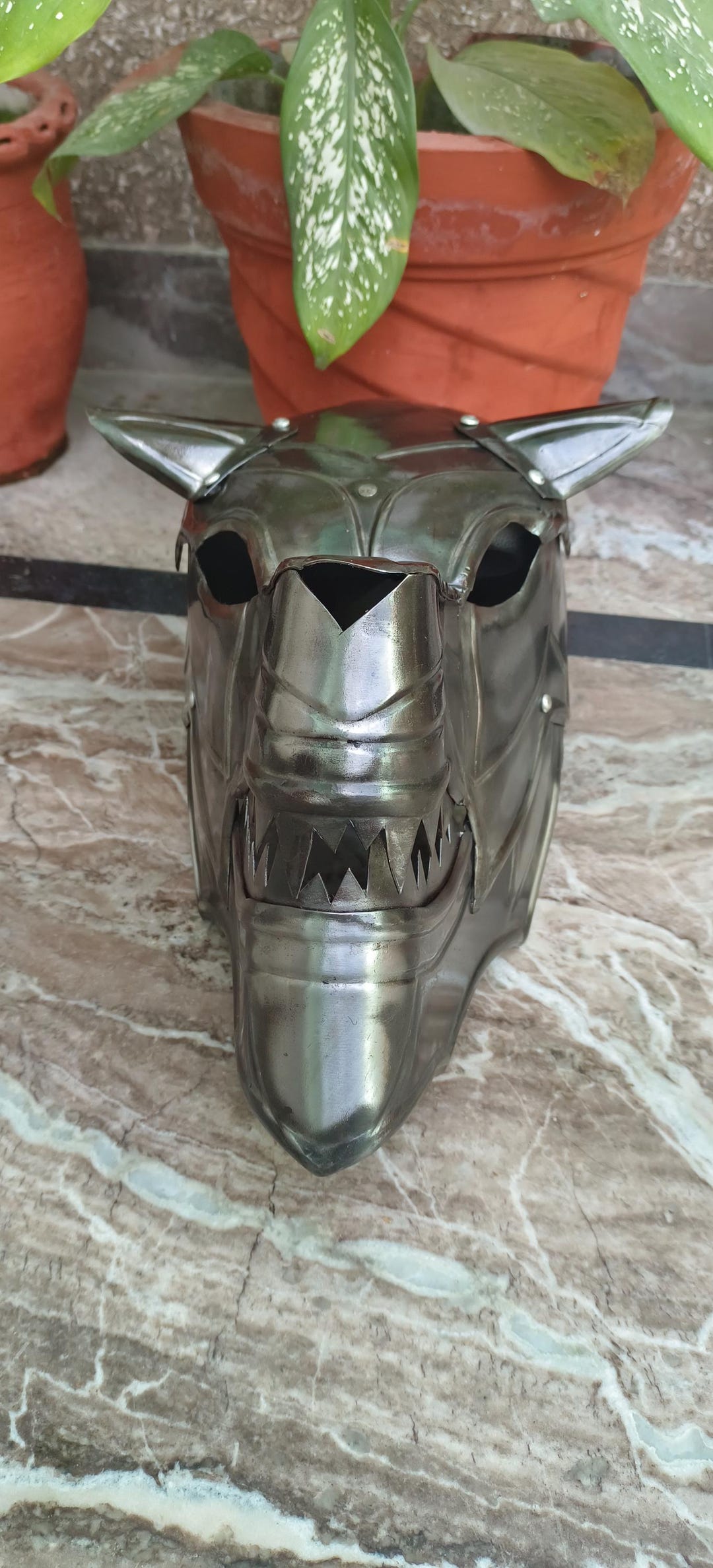 Medieval Wolf Head Helmet Black Antique Knight Role Play Helmet LARP ...