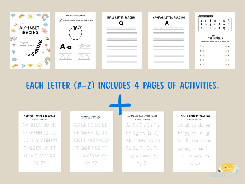 Alphabet Tracing Worksheets for Preschool & Kindergarten | 104 Pages ...