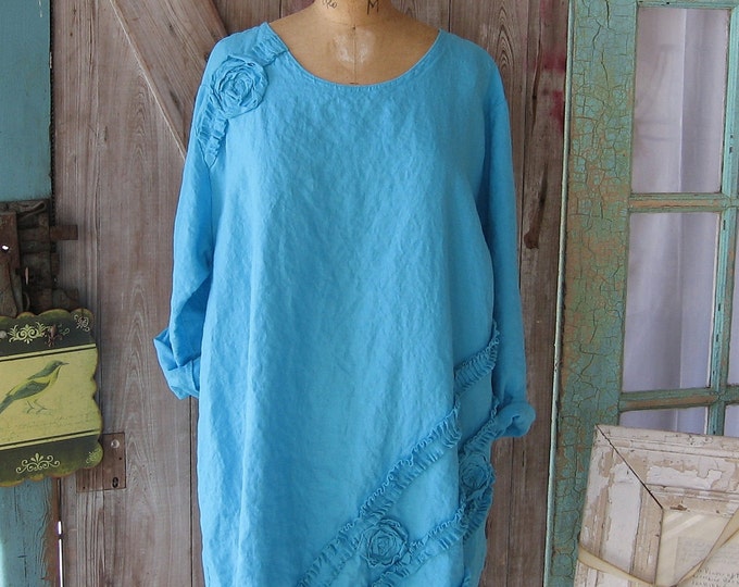 Linen Top in Turquoise A-line - Etsy