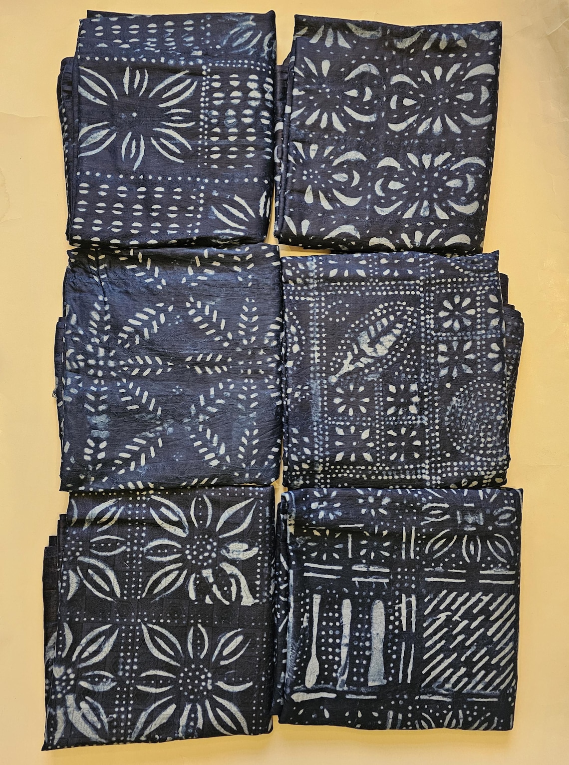 Hand Dyed Indigo Block Print Fabric: Nigerian Yoruba Adire Batik - Etsy