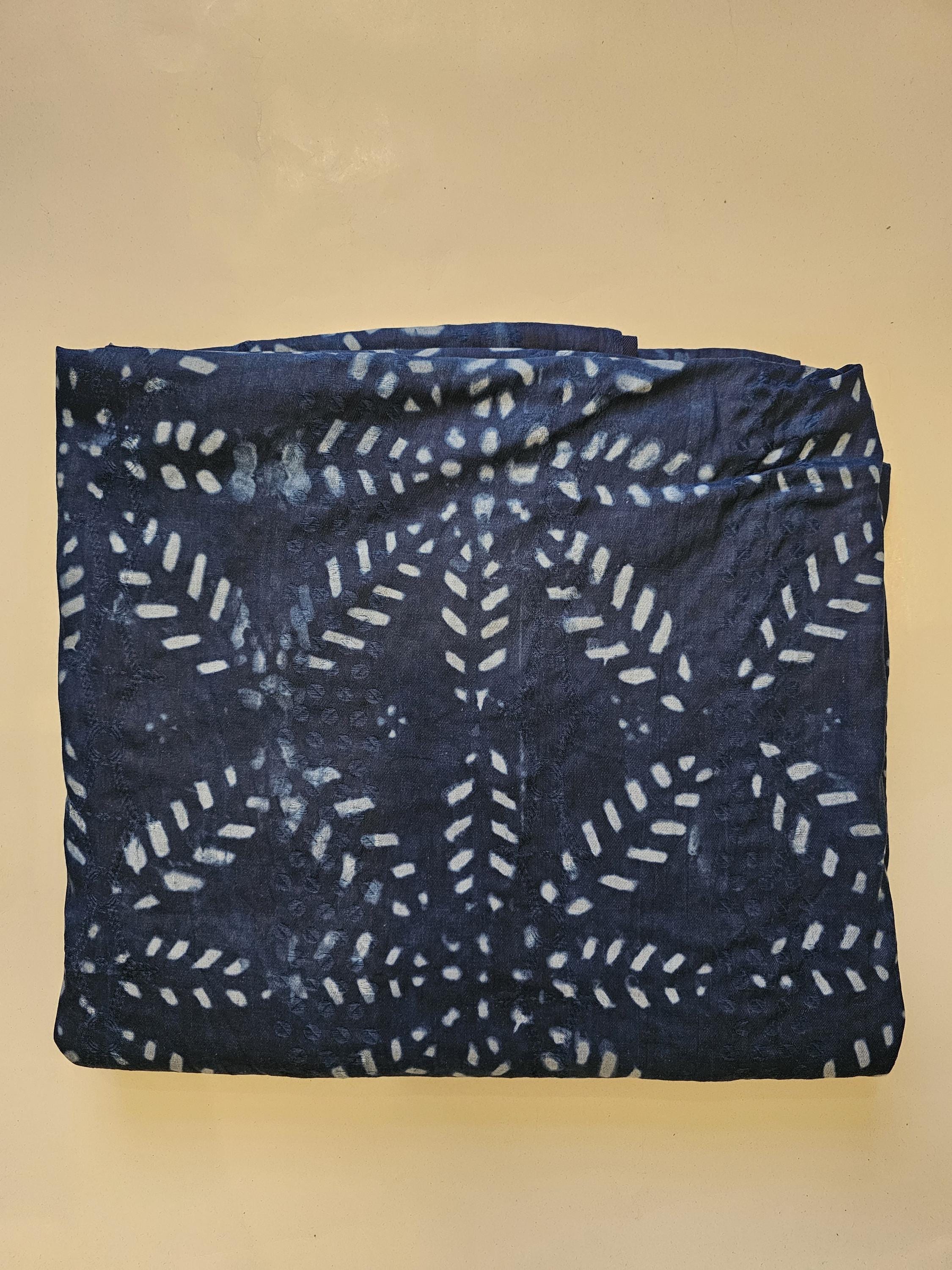 Hand Dyed Indigo Block Print Fabric: Nigerian Yoruba Adire Batik - Etsy