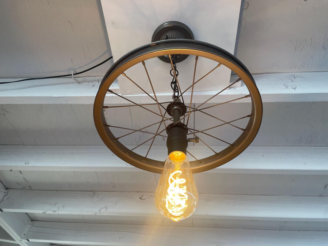 Up-cycled Bicycle Rim Pendant Light - 1 Bulb - Etsy