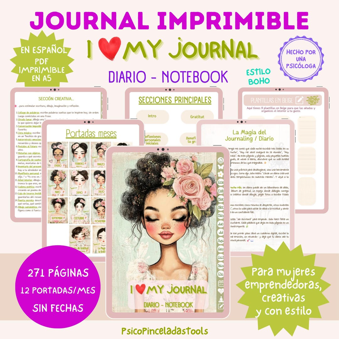 Printable Journal in Spanish | Downloadable A5 PDF Journaling Diary ...