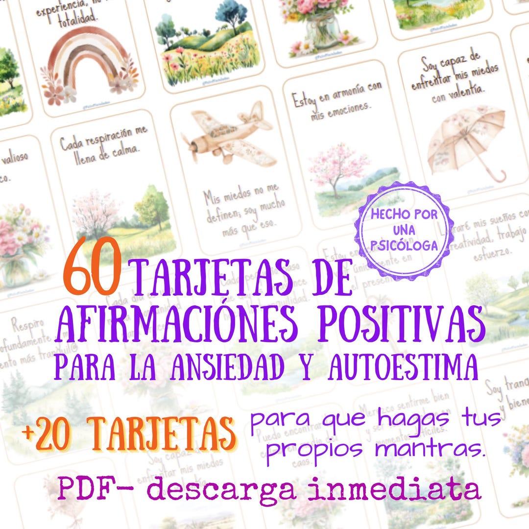 60 Positive Affirmations Cards for Anxiety and Self-esteem | Self-care ...