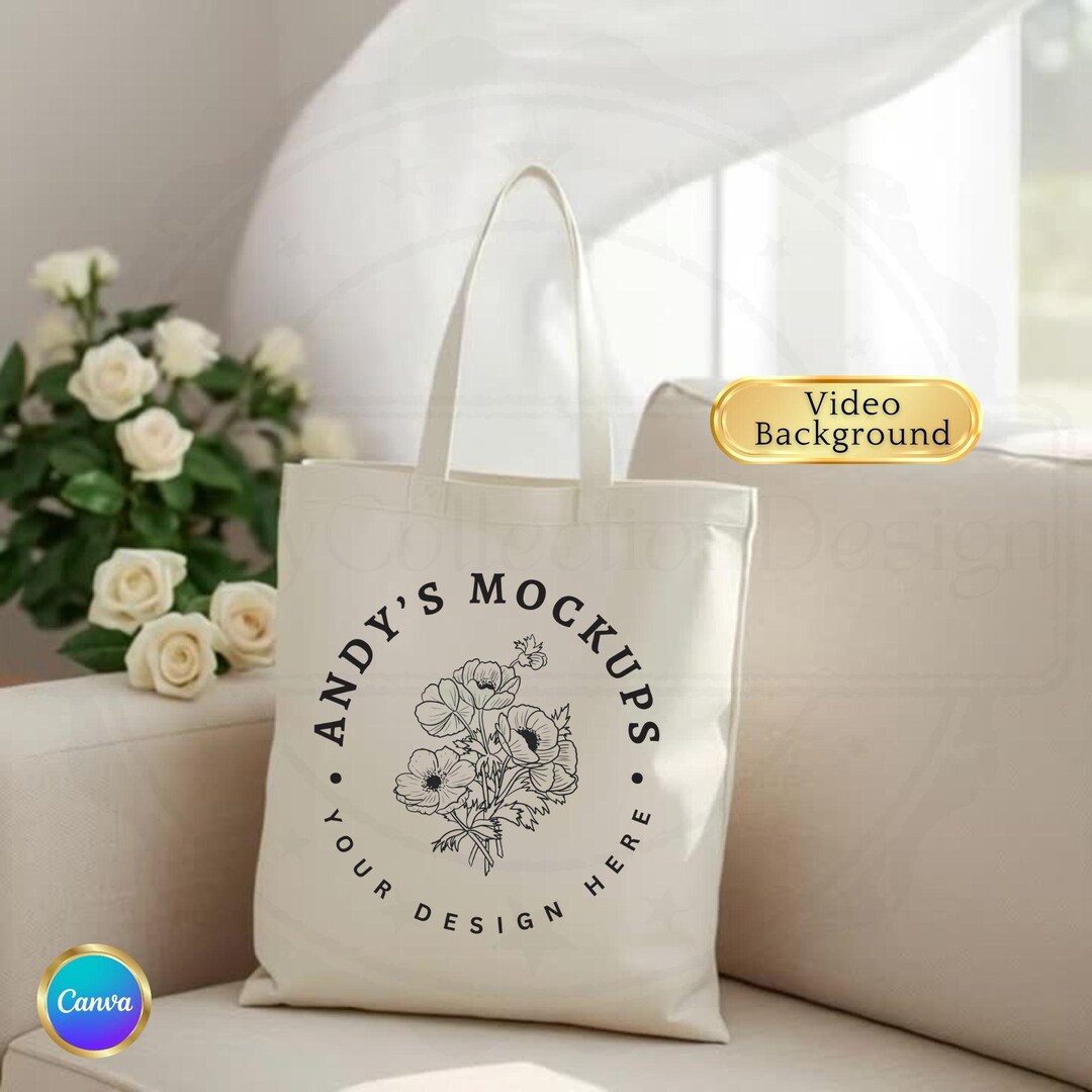 Canvas Organic Tote Bag Video Mockup, Boho Liberty Bag OAD113 ...