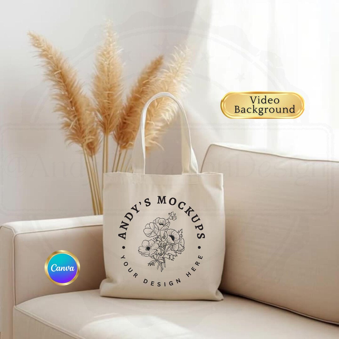 Canvas Organic Tote Bag Video Mockup, Boho Liberty Bag OAD113 ...