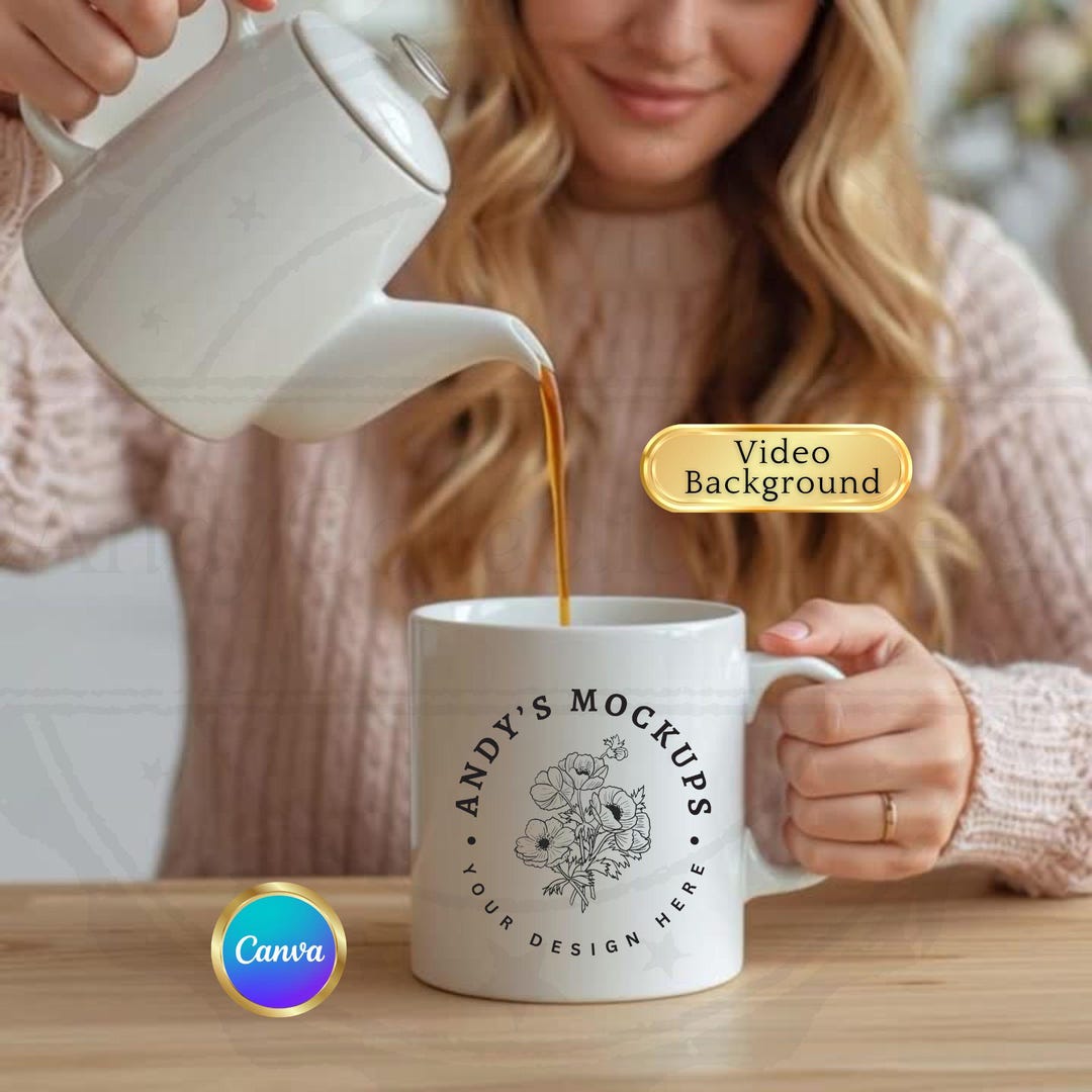 Mug Mockup Video, 11oz Mug Animated Mockup, Boho Video Model Background ...