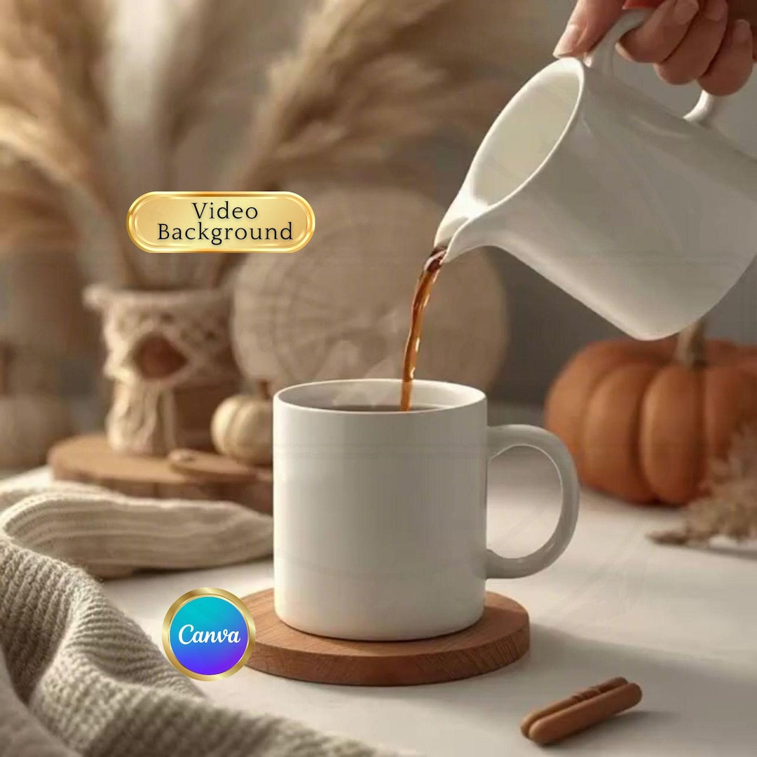 Mug Mockup Video, 11oz Mug Animated Mockup, Boho Video Background ...