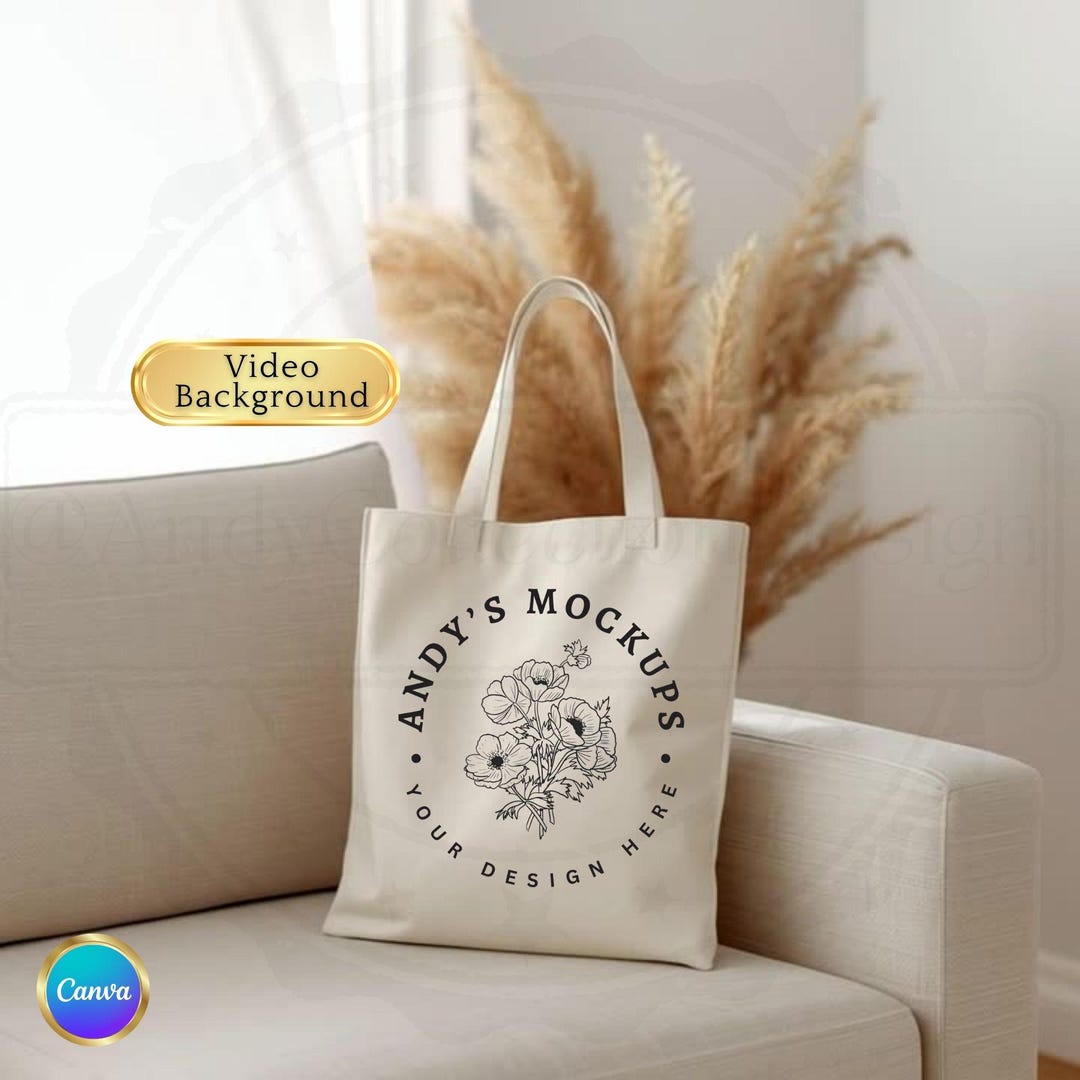Canvas Organic Tote Bag Video Mockup, Boho Liberty Bag OAD113 ...