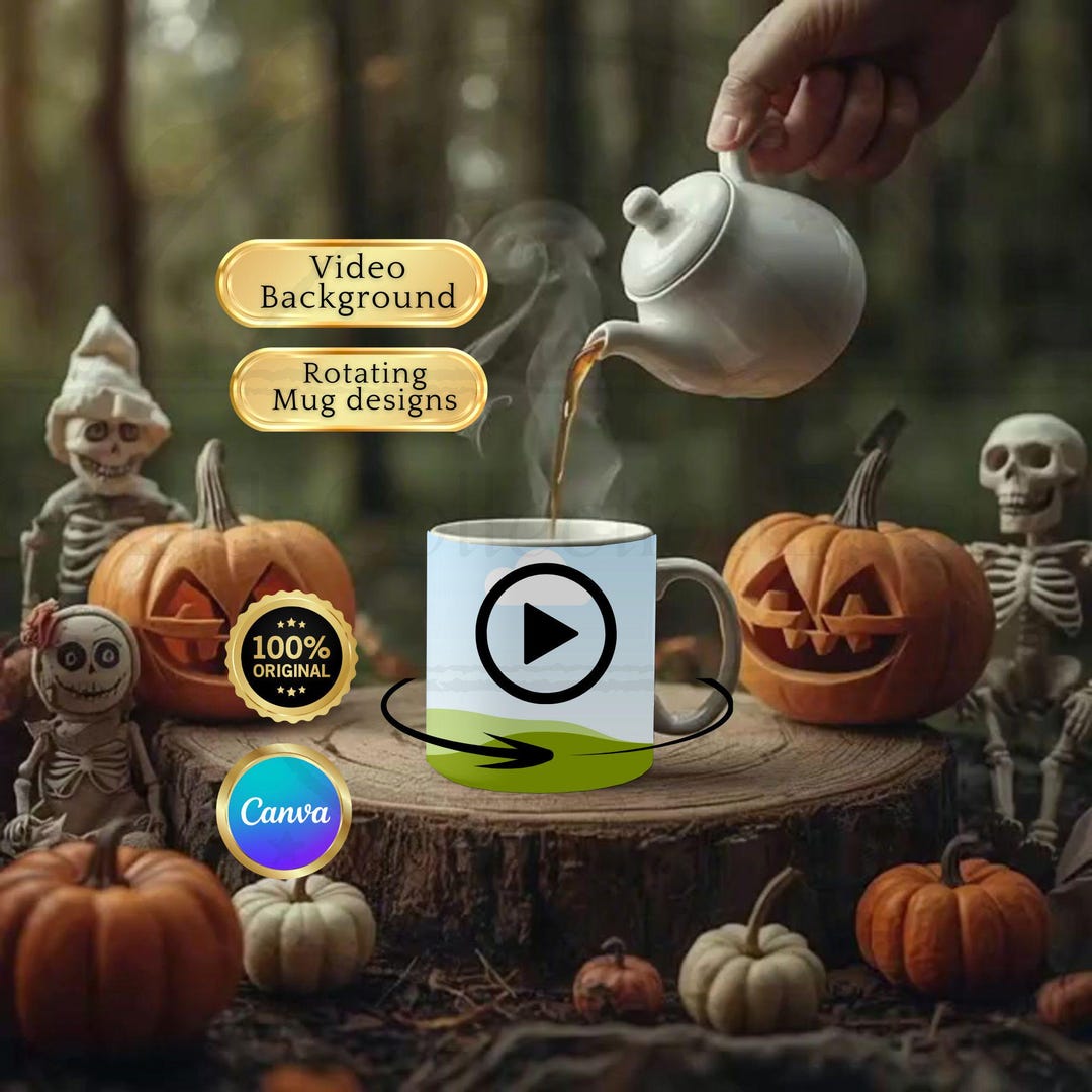 Mug Mockup Video, 11oz Mug Video Mockup, Halloween Video Background ...