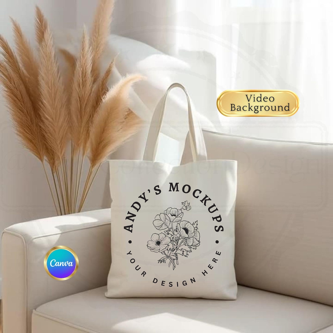 Canvas Organic Tote Bag Video Mockup, Boho Liberty Bag OAD113 ...