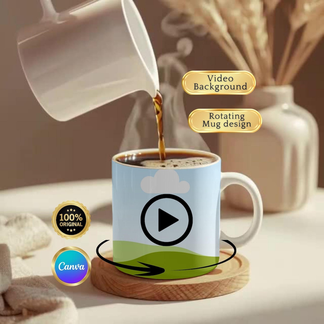 Mug Mockup Video, 11oz Mug Video Mockup, Boho Video Background Mockup ...