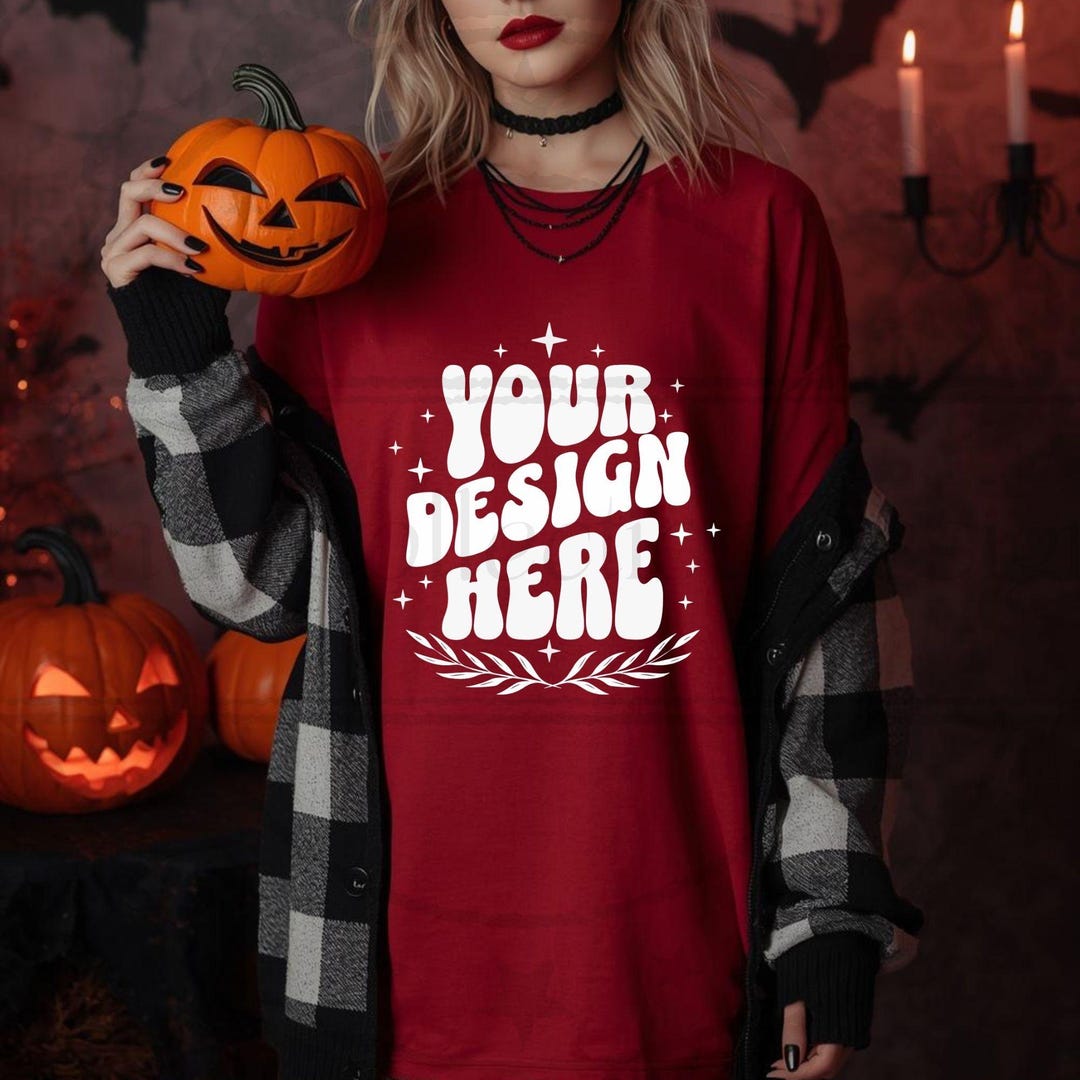 Red Comfort Colors Mockup, C1717 Tshirt Mockup, Gothic Model Mockup ...