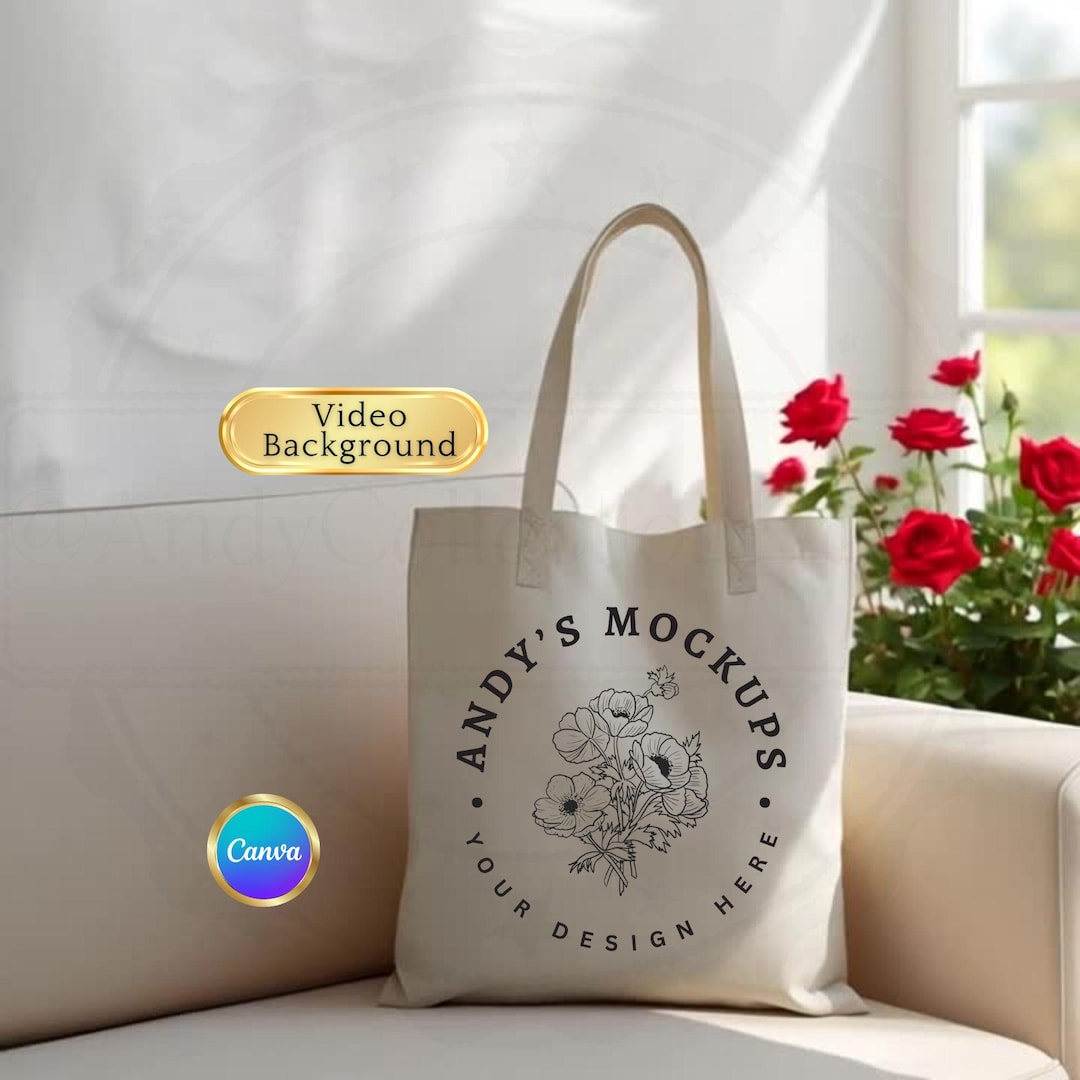 Canvas Organic Tote Bag Video Mockup, Boho Liberty Bag OAD113 ...