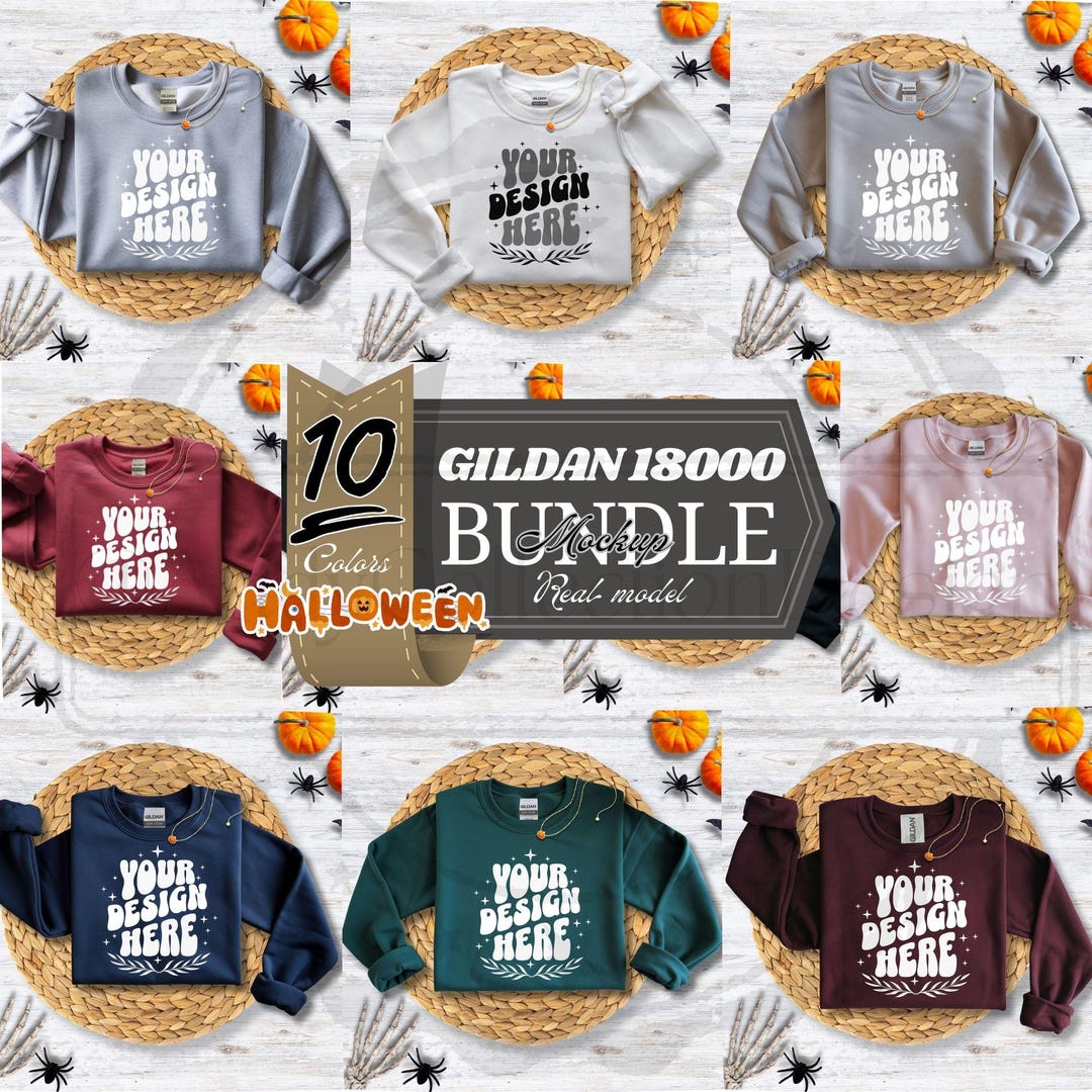 Gildan 18000 Flat Lay Sweatshirt Mockup, Clothing Display Template ...