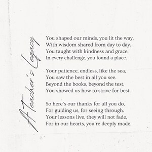A Teachers Legacy Poem Digital Print - Etsy
