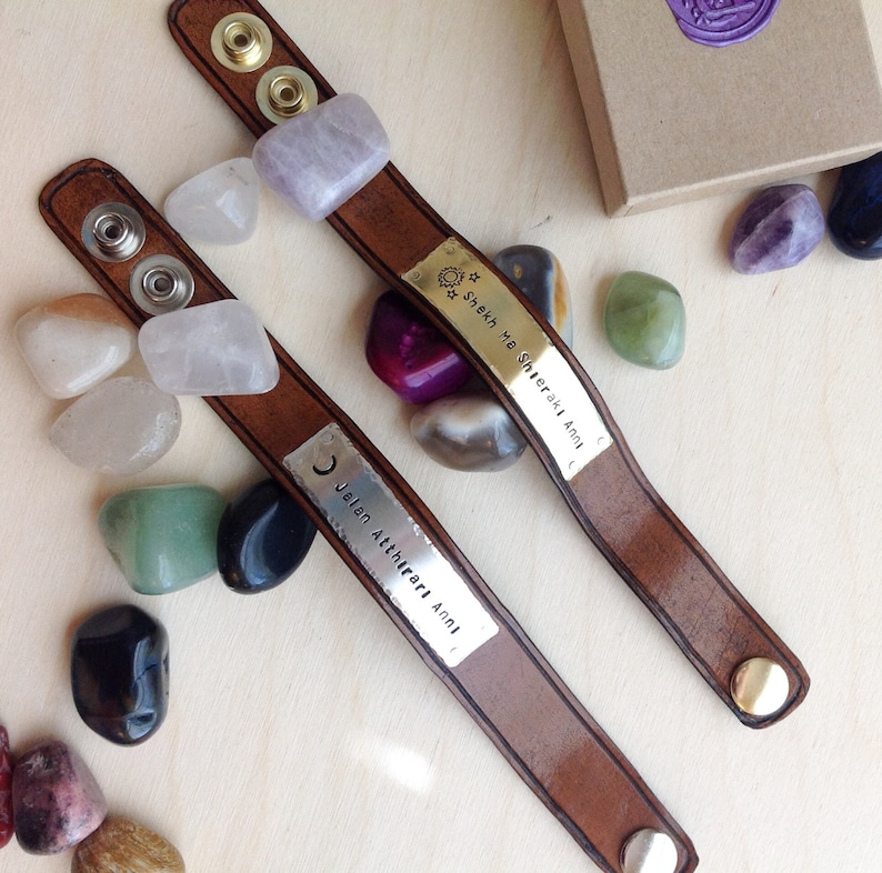 Personalized Leather Cuff Bracelet Custom Metal Stamped Cuff - Etsy