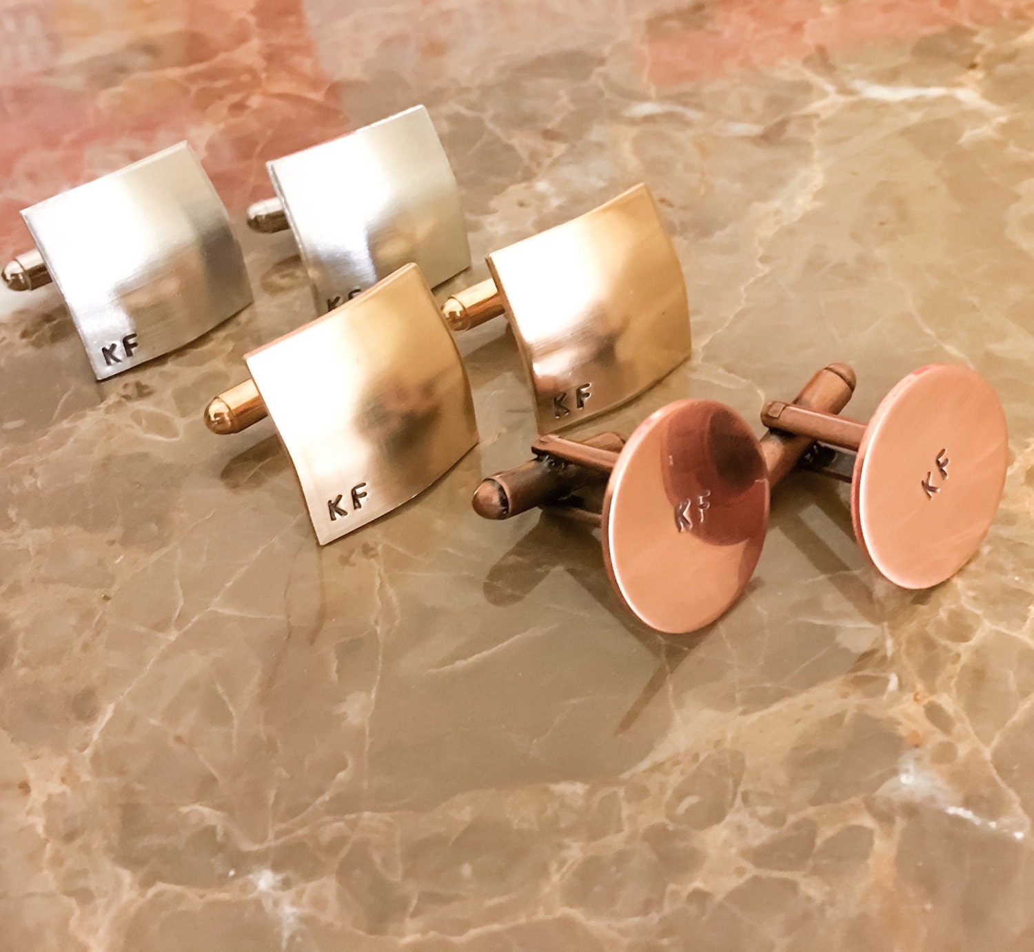 Metal Customized Cuff Links - Copper, Brass, Silver - Stamped W/ Name ...