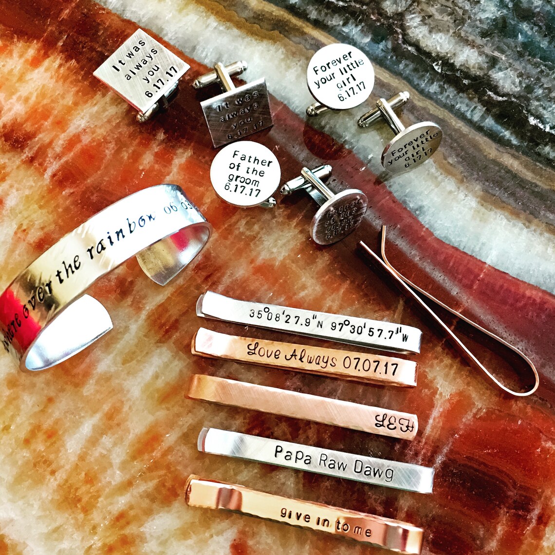 Metal Personalized Cuff Links Copper Brass Silver Hand - Etsy