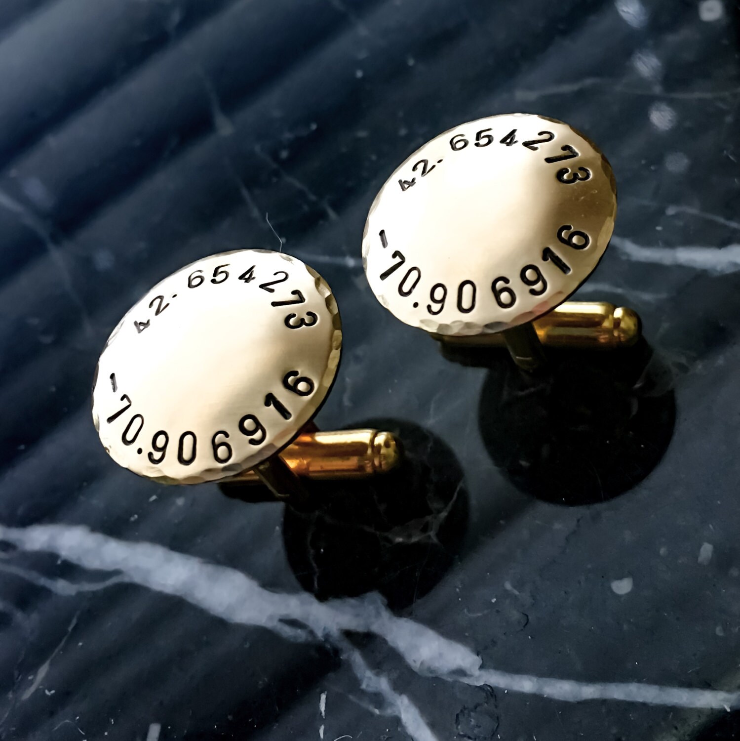 Gold Brass Custom Hand Stamped Cufflinks Personalized Cuff | Etsy