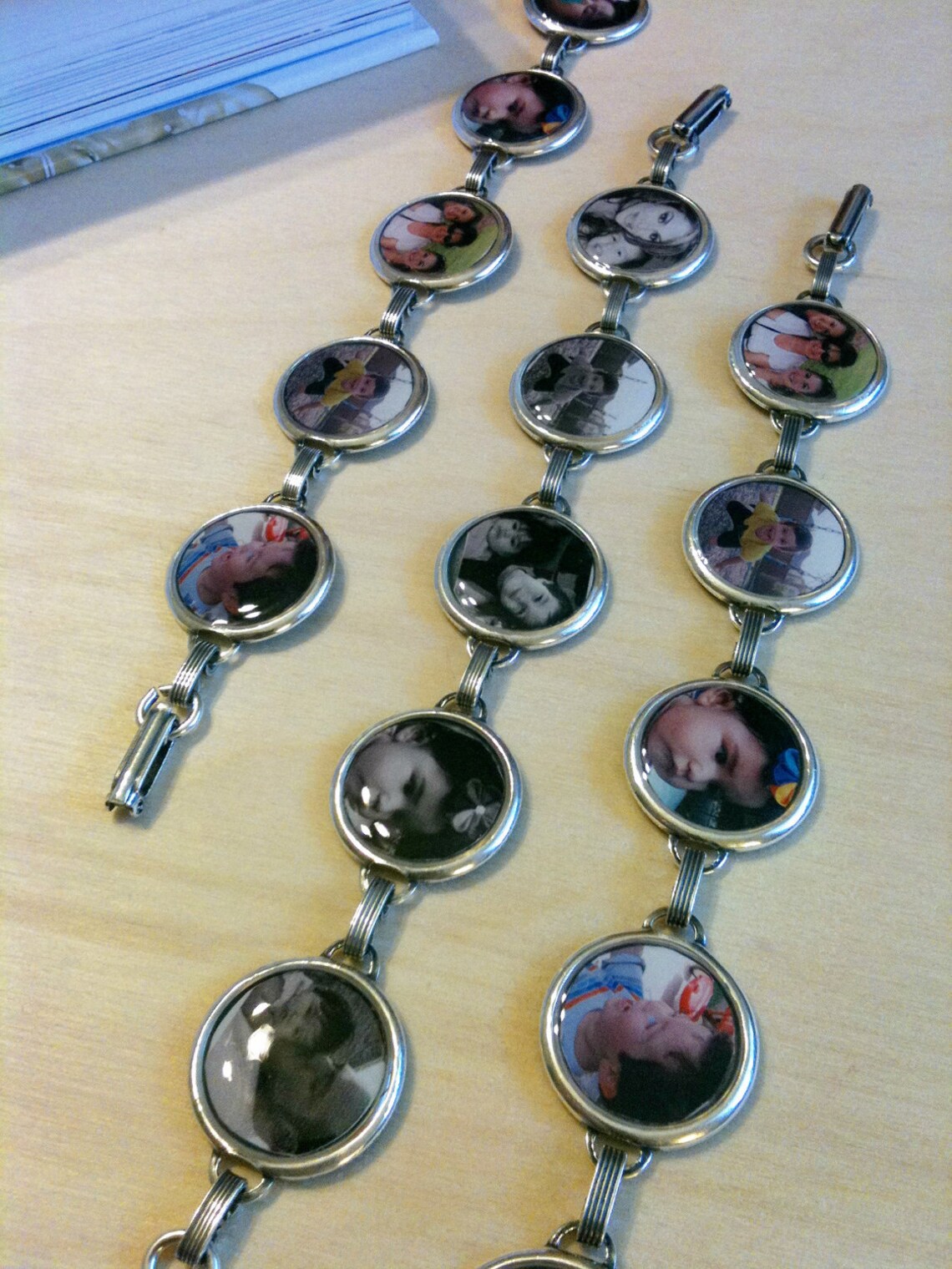 Custom Photo Bracelets (3) - WATERPROOF - 5 Personal Photos - Antiqued ...