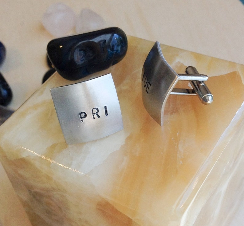 Personalized Hand Stamped Cufflinks - Custom Cufflinks - Domed Square ...