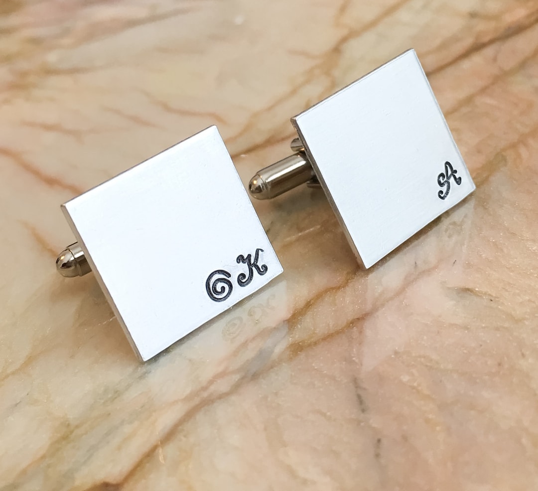 Personalized Cuff Links Custom Cuff Links Square Stamped Cufflinks ...