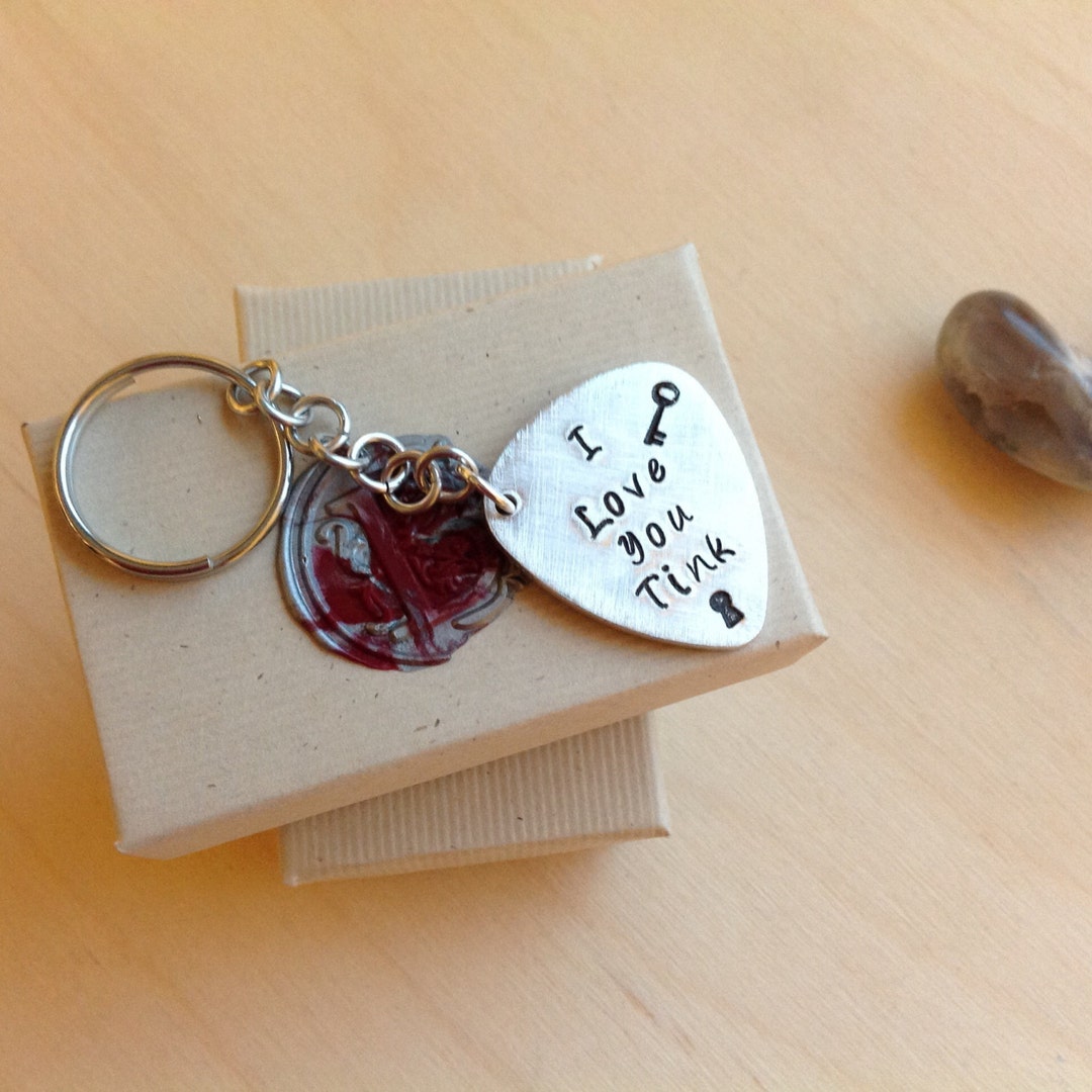 Custom Guitar Pick Keychain - Hand Stamped Guitar Pick - Personalized ...