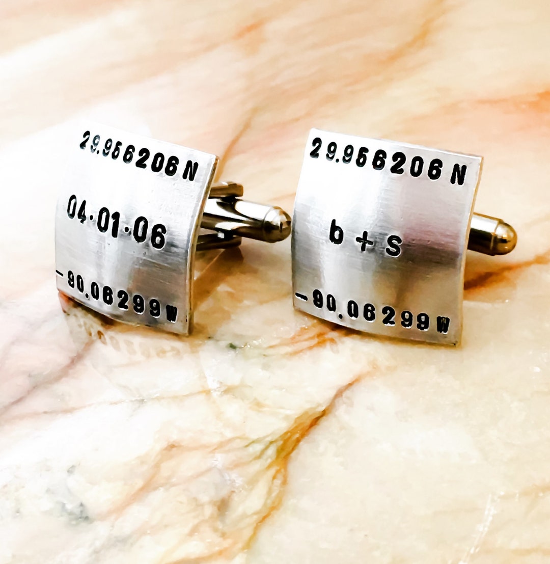 Box Included Message Custom Cuff Links - Personalized - Round Stamped ...