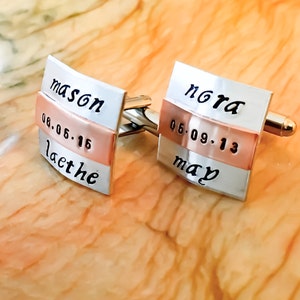 Custom Hand Stamped Cufflinks - Personalized Cufflinks - Domed Square ...