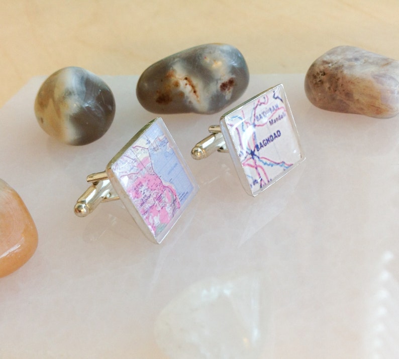 Map Cufflinks Map Cuff Links Customized With Map Travel - Etsy