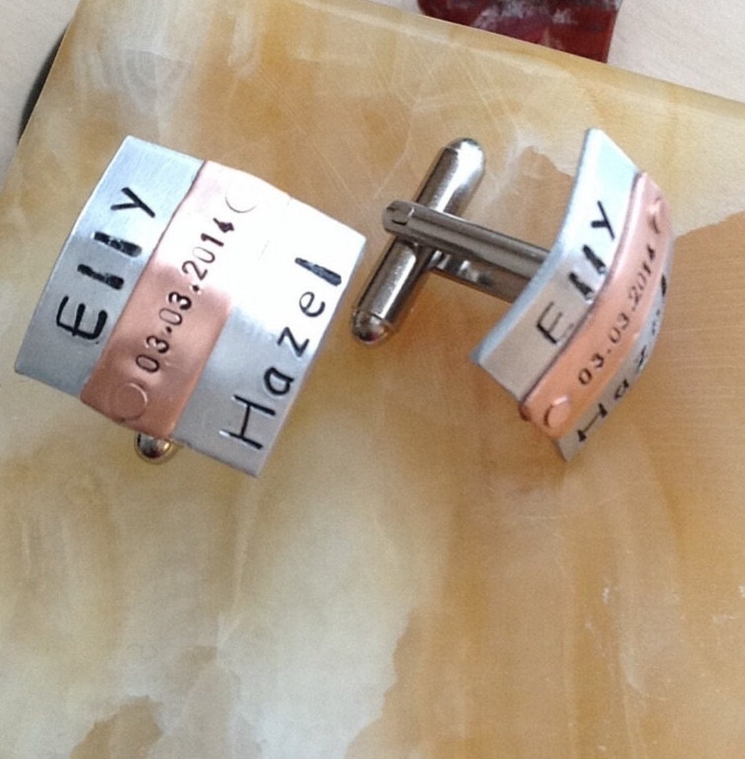 Custom Hand Stamped Cufflinks - Personalized Cufflinks - Domed Square ...