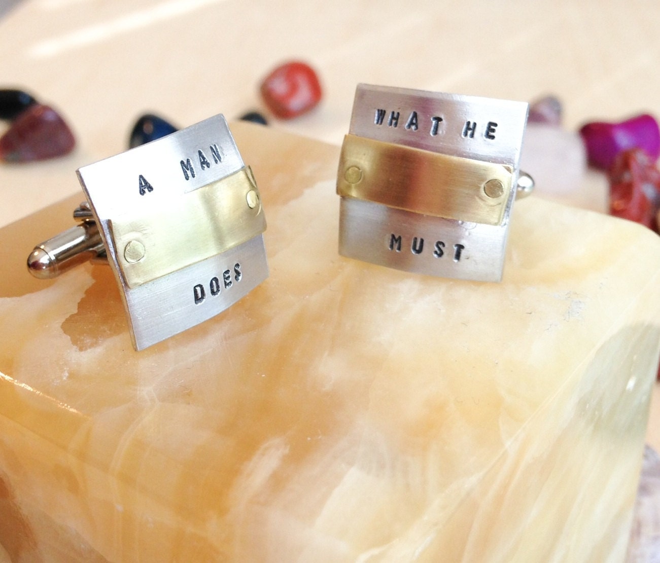 Hand Stamped Cufflinks Personalized Cufflinks Domed Square | Etsy