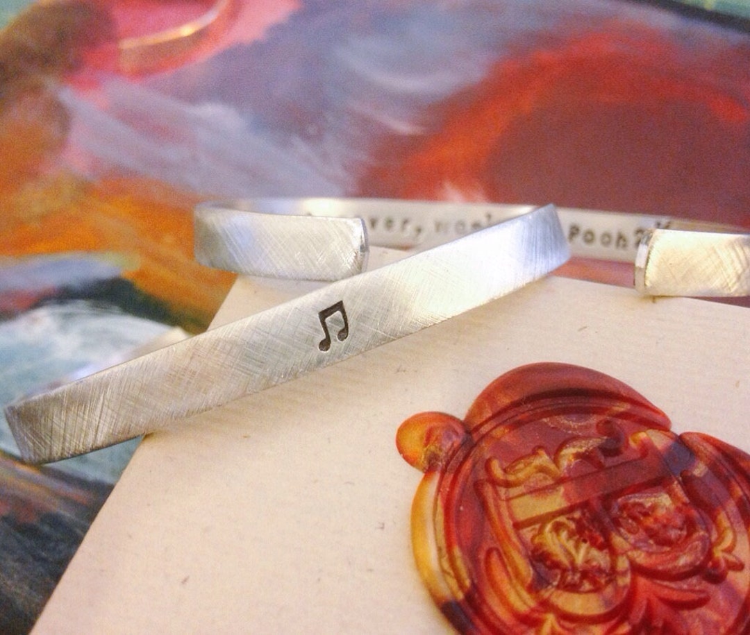 Music Note Stamped Bracelet - Custom Hand Stamped Bracelet ...