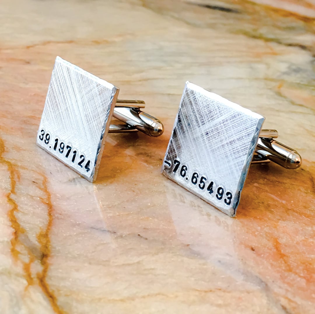 Decimal Coordinates Personalized Cuff Links, Custom Hand Stamped ...