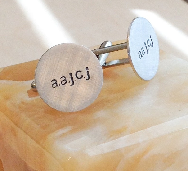 Hand Stamped Cufflinks - Custom Cufflinks - Round Stamped Cufflinks ...