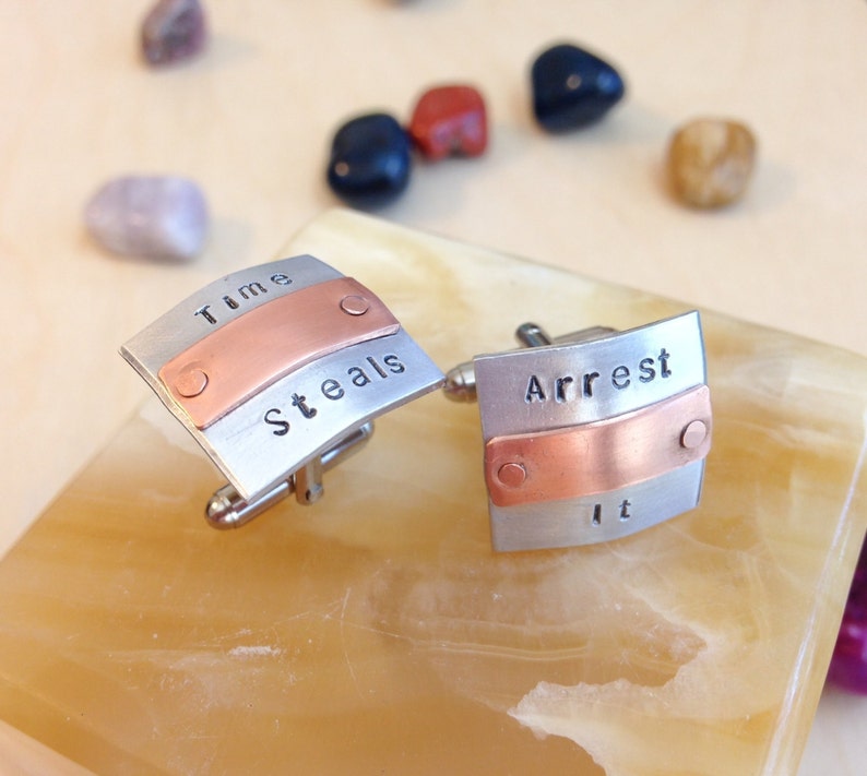 Custom Hand Stamped Cufflinks - Personalized Cufflinks - Domed Square ...
