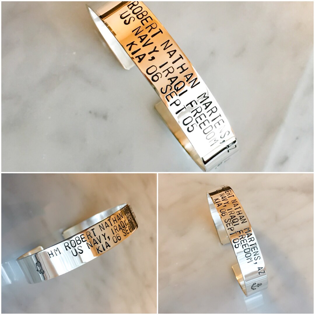 Fallen Hero Memorial Hand Stamped Bracelet, Remembrance Cuff, Always in ...