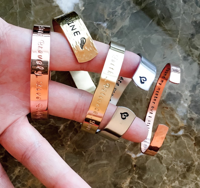 Custom Stamped Metal Bracelet Personalized Hand Stamped | Etsy