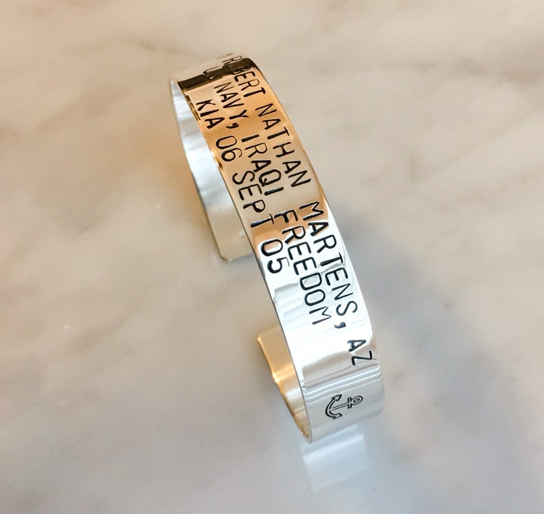 Fallen Hero Memorial Hand Stamped Bracelet Remembrance Cuff | Etsy