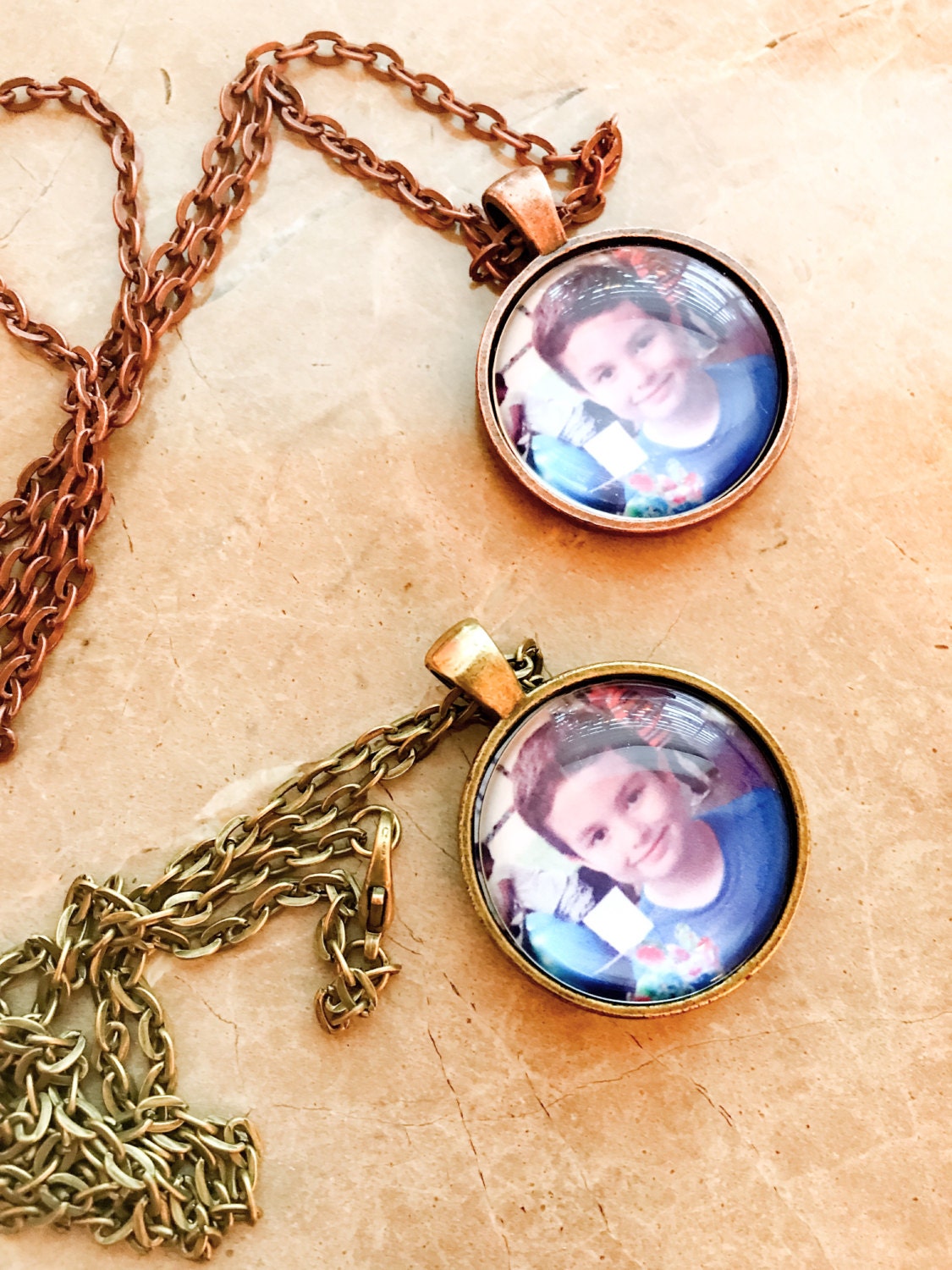Round Photo Pendant With 24 Chain Personalized Photo | Etsy