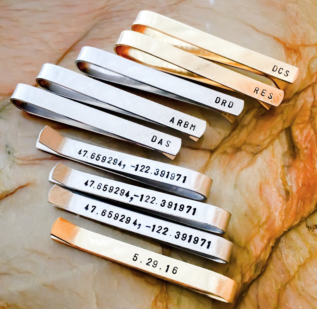Custom Tie Bar Personalized Tie Bar Hand Stamped Tie Bar Neck Tie ...