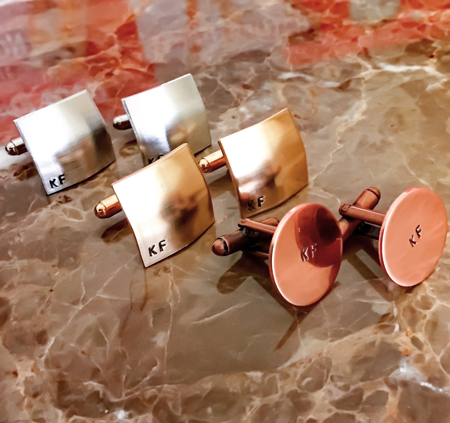 Personalized Hand Stamped Cufflinks - Custom Cufflinks - Round Stamped ...