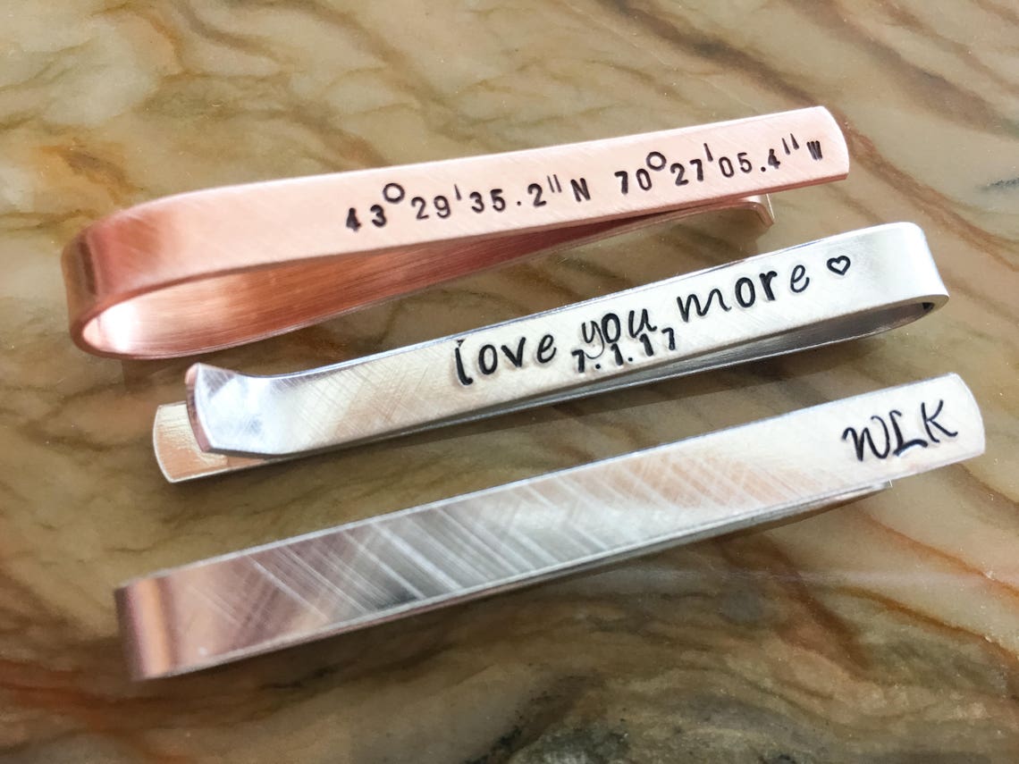 Custom Tie Bar - Personalized Tie Bar - Hand Stamped Tie Bar – Neck Tie ...
