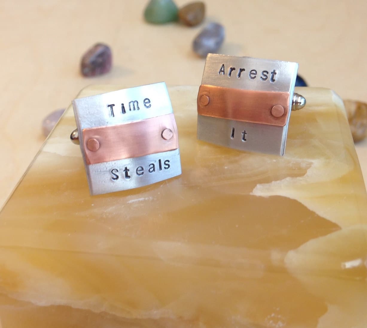 Personalized Hand Stamped Cufflinks Custom Cufflinks Domed | Etsy