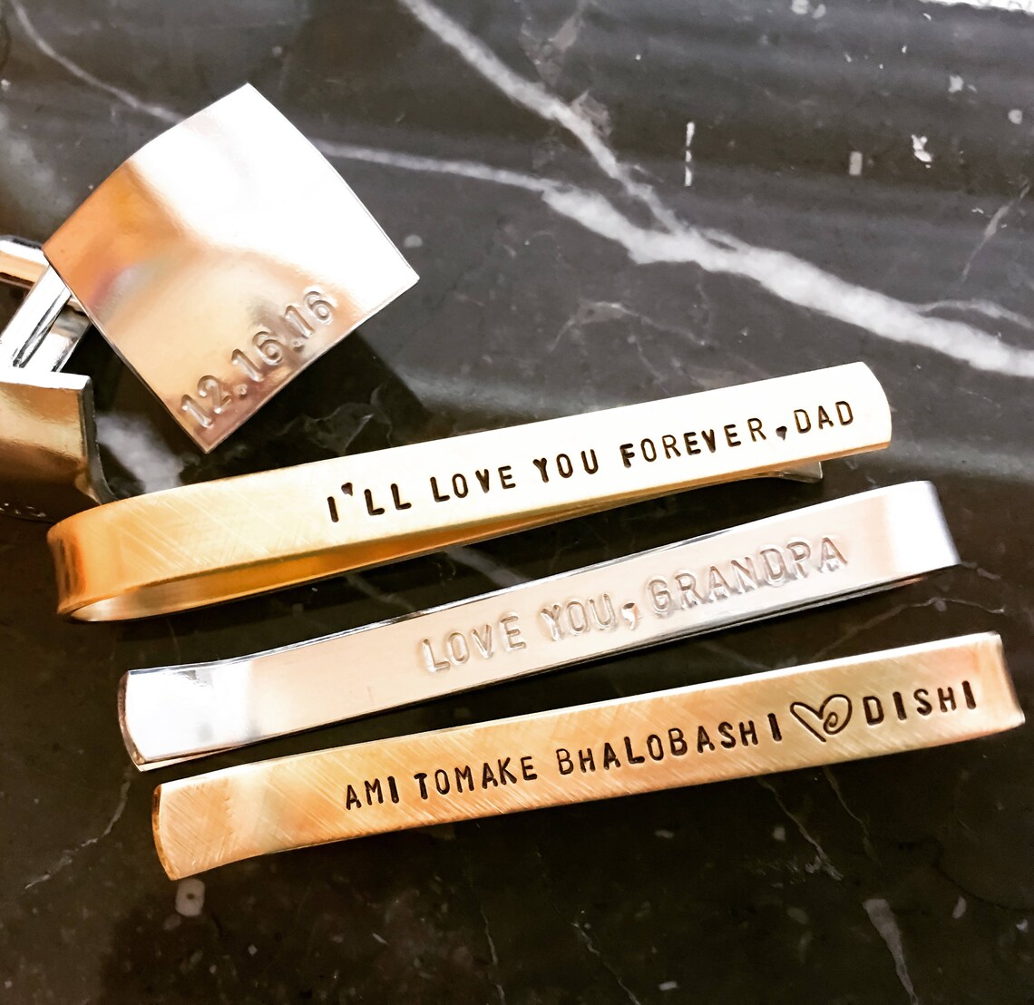 Custom Tie Bar - Personalized Tie Bar - Hand Stamped Tie Bar - Stamped ...