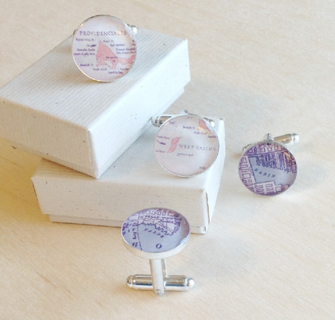Map Cuff Links WATERPROOF Cuff Links Customized With Map - Etsy